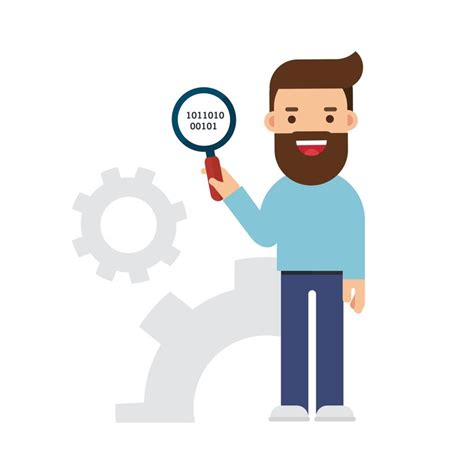 Premium Vector Man Big Data Software Engineer Programmer With Laptop