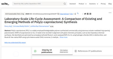 Laboratory Scale Life Cycle Assessment A Comparison Of Existing And