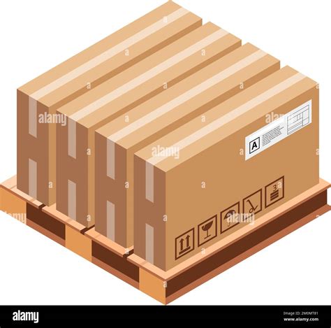 Warehouse Pallet With Shipping Boxes Cardboard Cargo Packages Stack