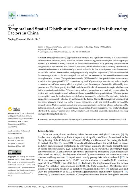 Pdf Temporal And Spatial Distribution Of Ozone And Its Influencing Factors In China