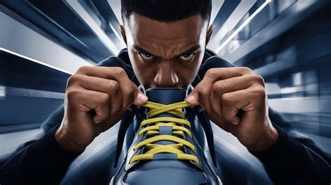 Man Ties Laces On His Shoes Premium Ai Generated Image