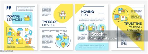 2d Brochure With Moving Service Simple Linear Icons Stock Illustration Download Image Now Istock