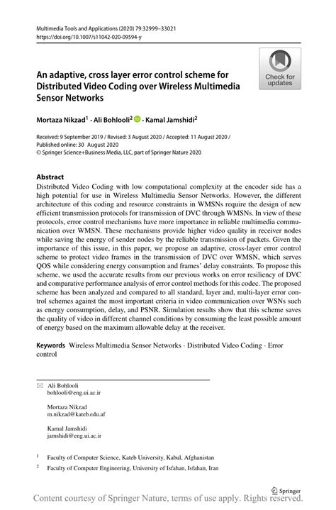 An Adaptive Cross Layer Error Control Scheme For Distributed Video