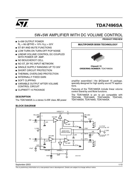 Datasheet Ic Pdf Amplifier Electrical Engineering
