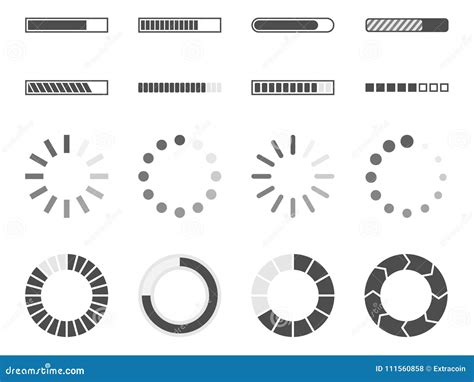 loading bar icons load progress indicator stock vector illustration of collection loader