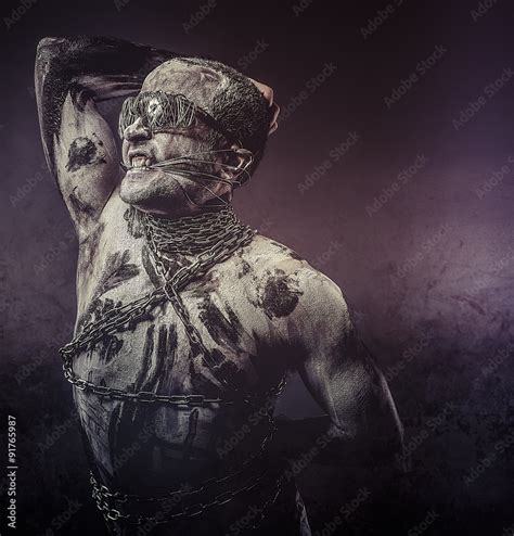 Chains Concept Bdsm Slave And Master Naked Man Stock Photo Adobe Stock
