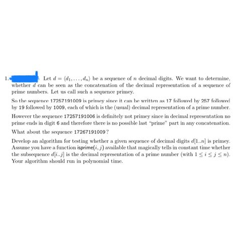 Solved 1let Dd1dotsdn ﻿be A Sequence Of N ﻿decimal