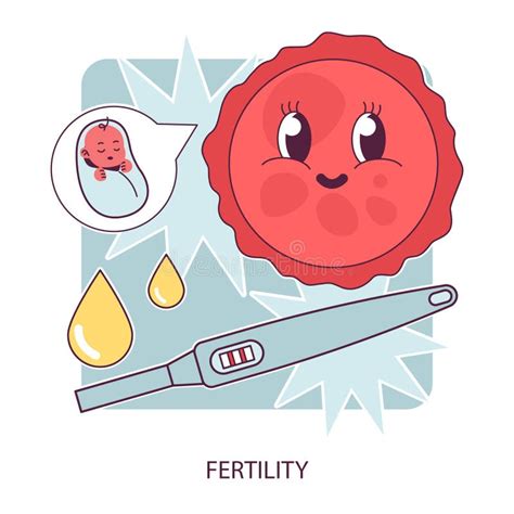 Fertility Smiley Ovum Vintage Cartoon Character Visualizes A Baby Stock Illustration