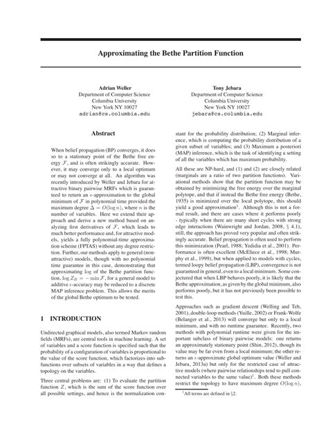 Pdf Approximating The Bethe Partition Function