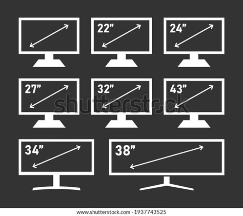 Diagonal Screen Size Inches Display Different Stock Vector Royalty