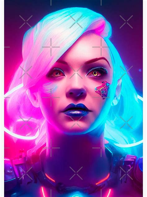 Japanese Cyberpunk Cyborg Pinup Girl With Neon Lights Japanese Neon