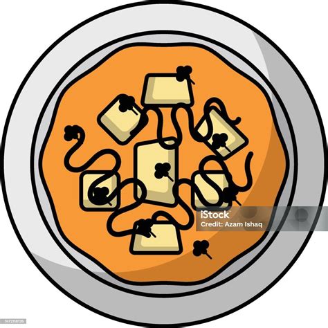 샤히 파니르 카레 개념 크림 같은 Mughlai 요리 벡터 개요 색상 아이콘 디자인 아시아 요리 기호 유명한 접시 기호 길거리 음식 스톡 일러스트 레이 션 Karahi에