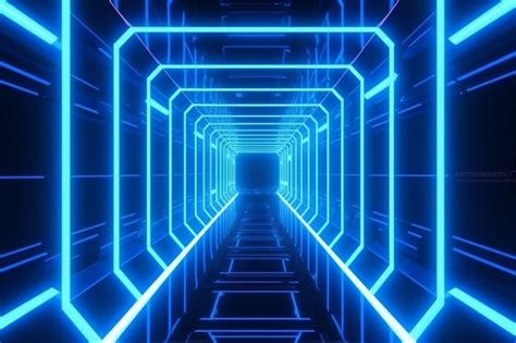 Premium Ai Image Abstract Dark Futuristic Background Blue Neon Ligh
