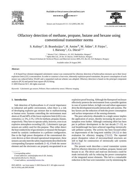 Pdf Olfactory Detection Of Methane Propane Butane And Hexane Using Conventional Transmitter