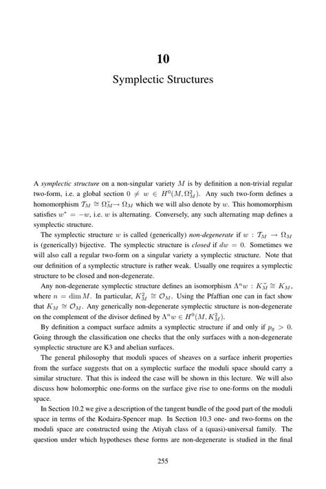 Symplectic Structures Chapter 10 The Geometry Of Moduli Spaces Of Sheaves