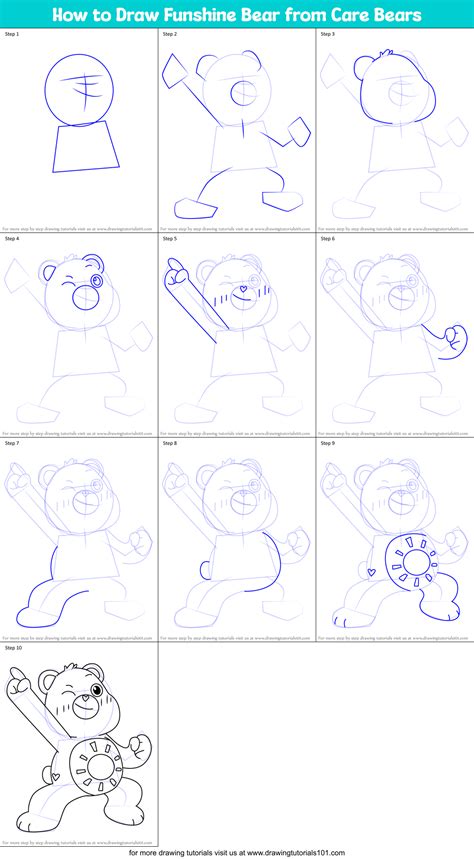 How To Draw Funshine Bear From Care Bears Care Bears Step By Step