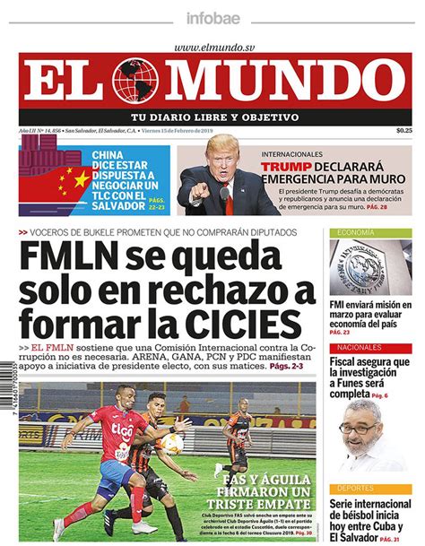 El Mundo El Salvador Viernes 15 De Febrero De 2019 Infobae