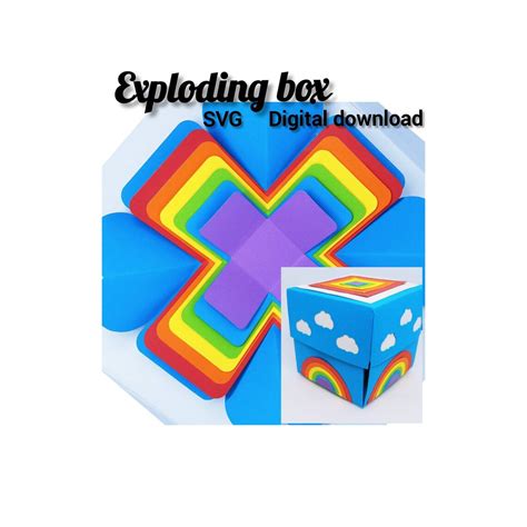 Exploding Box SVG Explosion Heart Rainbow Layered Explosion Etsy