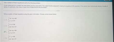 Solved Use A System Of Linear Equations To Solve The Chegg