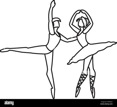 Avatar Ballet Couple Of Dancers Dancing Over White Background Vector