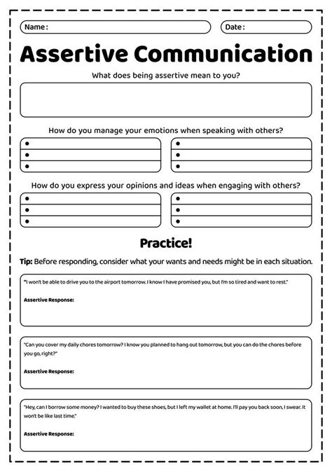 Positive Communication Worksheets For Teens Assertive Communication
