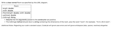 solved write a class named room as specified by this uml