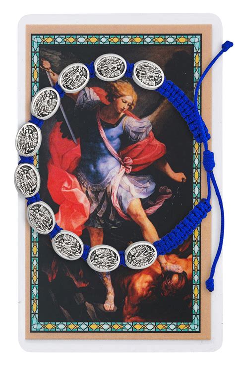 Adj Corded St Michael Brac Wlaminated Holy Card Celtic Cove