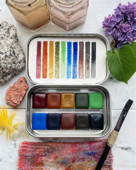 Natural And Historical Pigments Set Watercolor Palette Half Pans