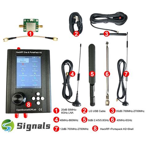 Portapack H2 Sdr приёмник Hackrf One с набором антенн с внешним широкополосным усилителем