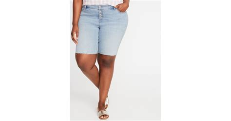 Old Navy Mid Rise Secret Slim Pockets Button Fly Plus Size Jean Bermuda