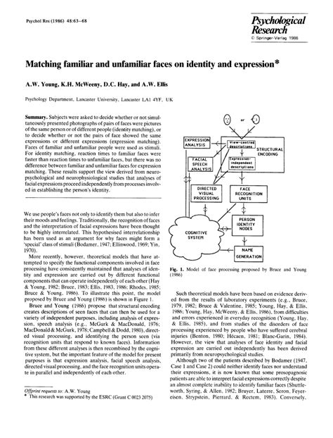 Pdf Matching Familiar And Unfamiliar Faces On Internal And External Features