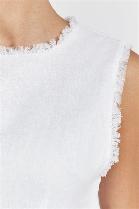Nellie White Linen Tunic Top Dissh