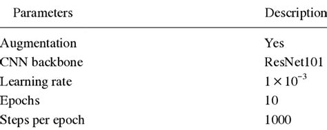 Mask R Cnn Parameters Used In The Training Process 16 Download