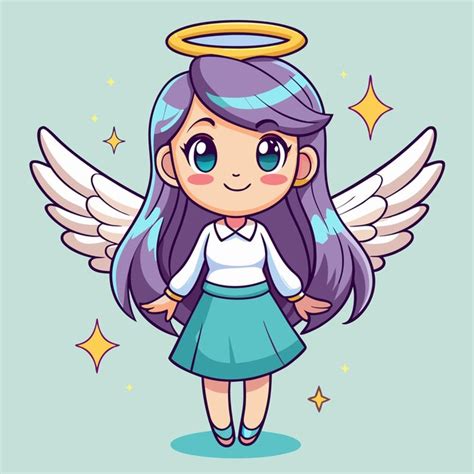 Pretty Girl As An Angel With Wings And Halo Cartoon Vector Image