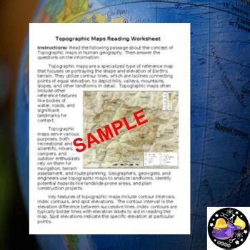 Topographic Maps Reading Worksheet W Answer Key Editable TPT