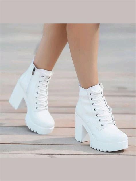 Black Lace Up Pu Platform High Heel Boots Artofit