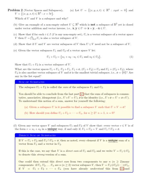 solved problem 2 veetor spaces and subspaces a let