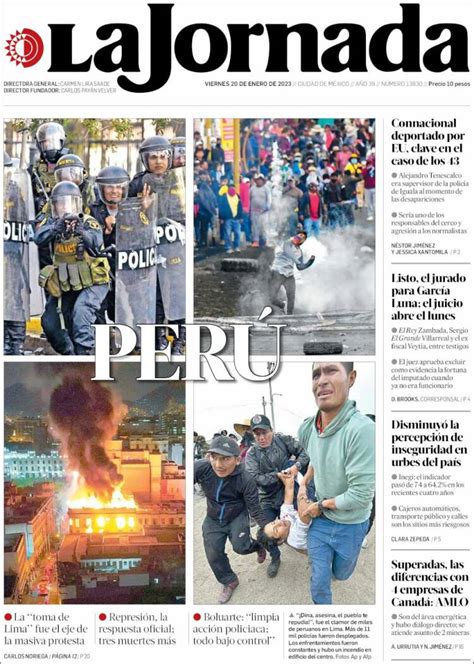 Periódico La Jornada México Periódicos de México Edición de viernes