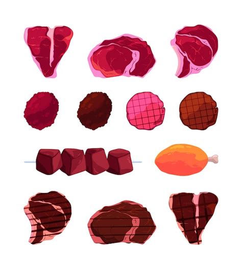 Premium Vector Fried Steak Restaurant Kitchen Fired Meat Fresh Beef