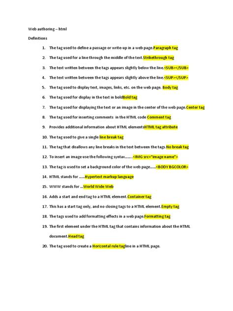 html web authoring definitions pdf