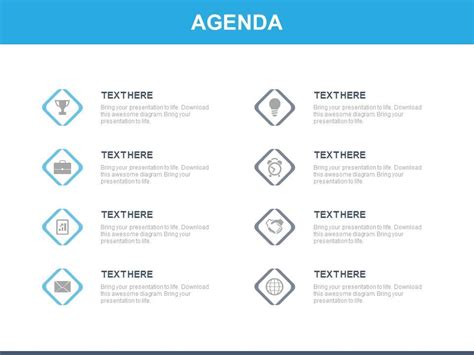 Eight Banners With Icons For Business Agenda Powerpoint Slides