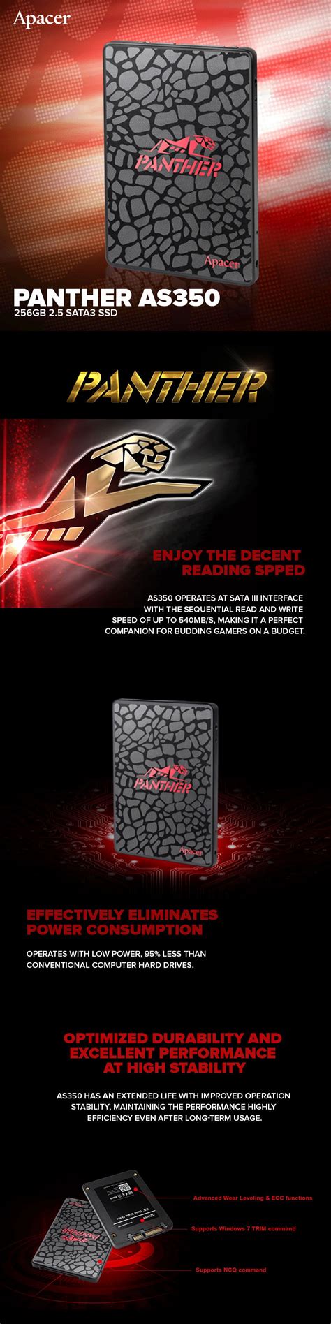 Apacer Panther AS350 256GB/512GB 2.5 SATA3 Optimized Durability & Exce ...
