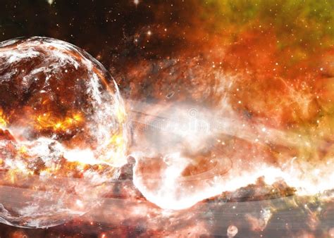 Exploding Exoplanet With Ring In Outer Space Stock Illustration Illustration Of Fiction Heart