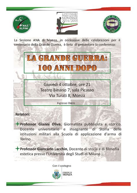 Conferenza “la Grande Guerra 100 Anni Dopo” Ana Monza