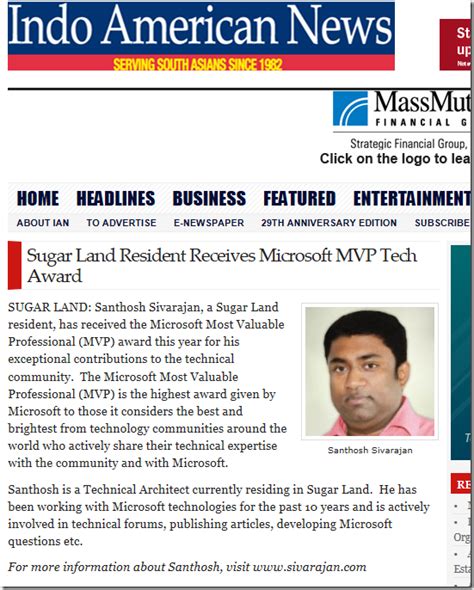 microsoft most valuable professional mvp award ~ santhosh sivarajan s