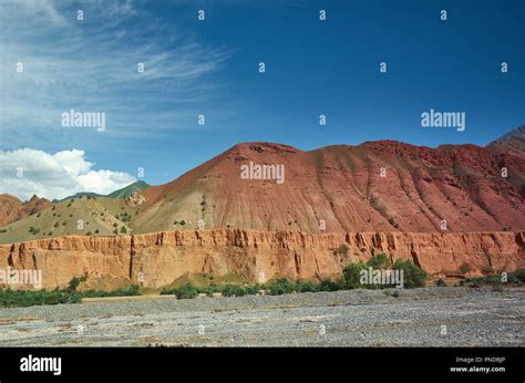 Rver Valleys Gulcha Pamir Highway Kyrgyzstan Central Asia Stock