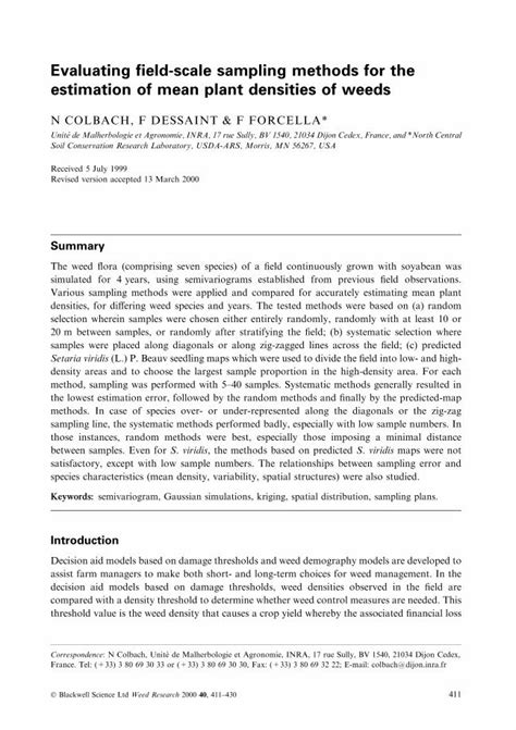 Pdf Evaluating ﬁeld Scale Sampling Methods For The Estimation