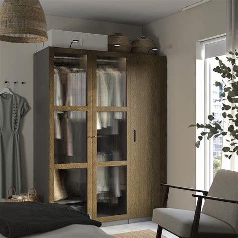 Pax Tonstad Wardrobe Combination Dark Gray Brownstained Oak Veneer