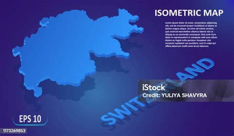Vetores De Mapa Isométrico Do Switzerland Mapa Liso Estilizado Do País