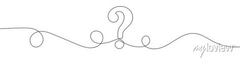 Question Mark Linear Background One Continuous Line Drawing Wall Mural • Murals Support Draw
